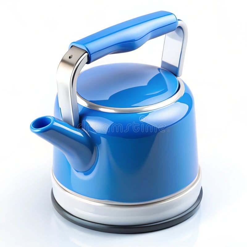 Blue and White Object with Blue Handle on White Background Stock ...