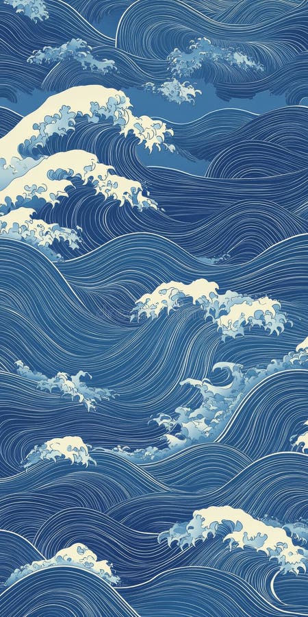 A Blue and White Ocean Wave Pattern with a White Crest Stock ...