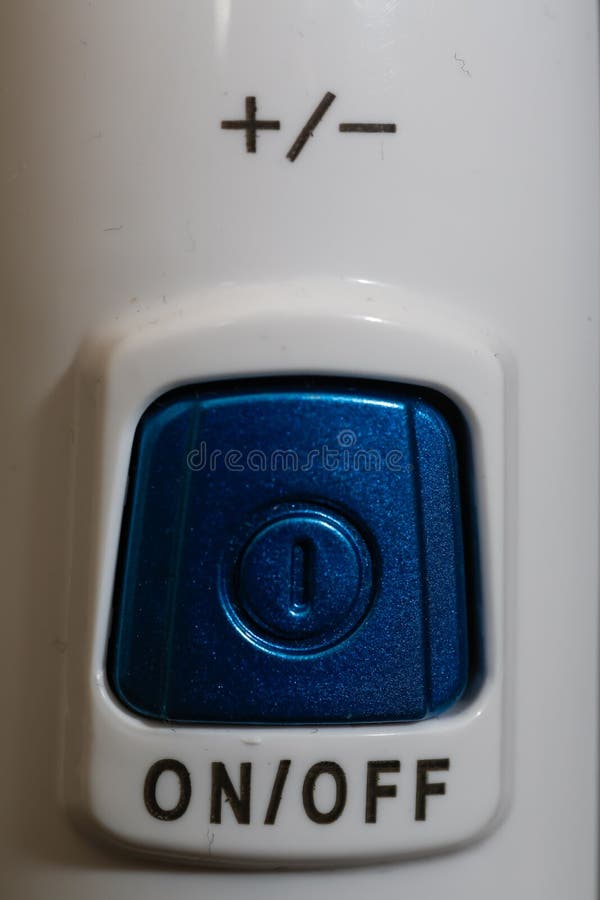 Blue and White on Off Button Close Up Macro Image Stock Image - Image ...
