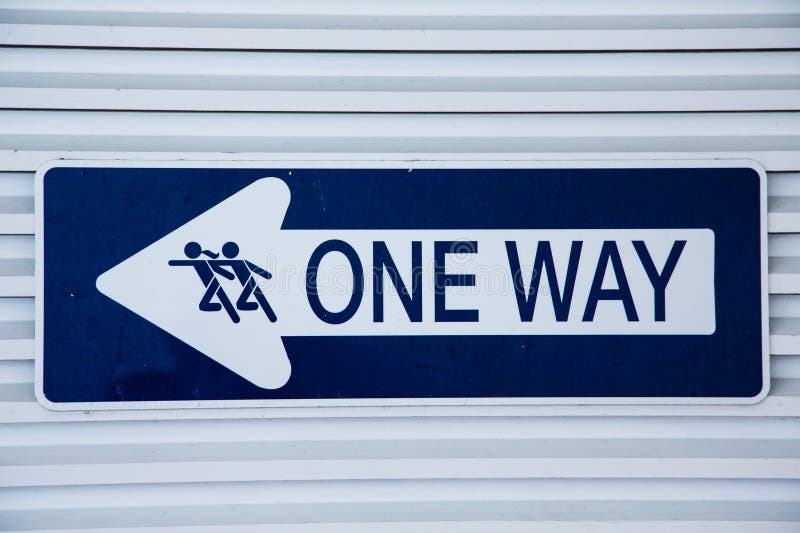 Blue and White One Way Sign Stock Photo - Image of success, starting ...