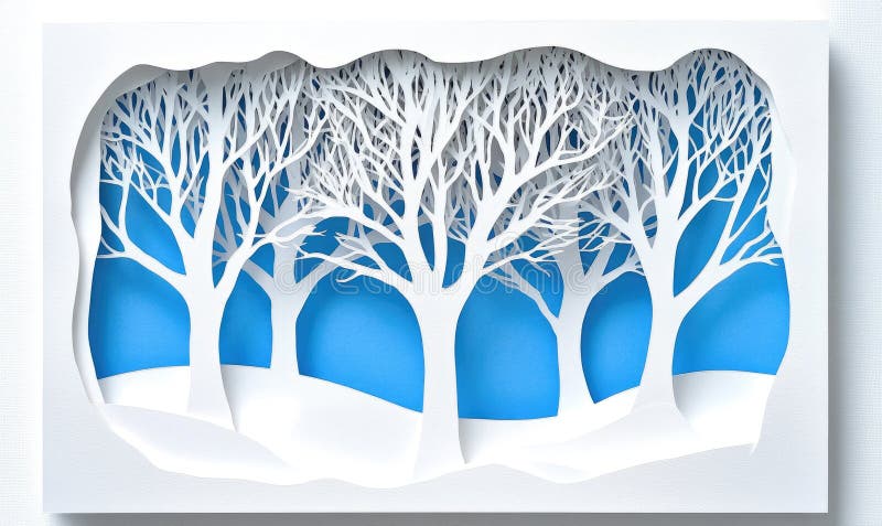 A Blue and White Paper with Trees on it Stock Image - Image of outdoor ...