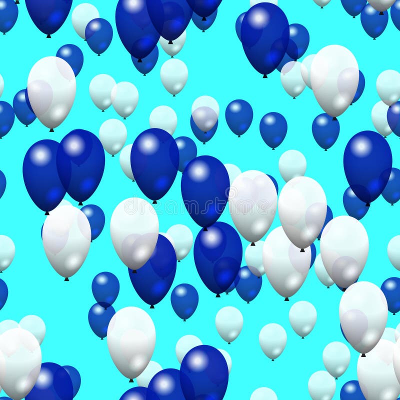 Blue White Party Balloons Seamless Pattern Stock Illustration ...
