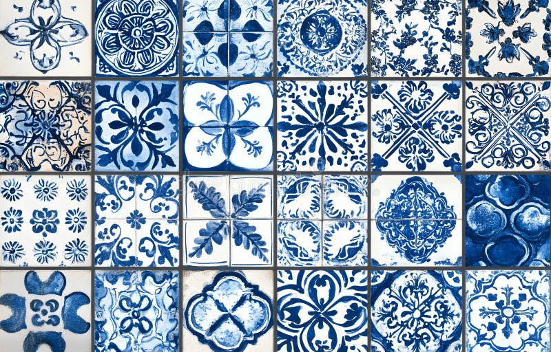 Spanish Blue and White Tile Pattern Stock Illustration - Illustration of vintage, design: 336035520