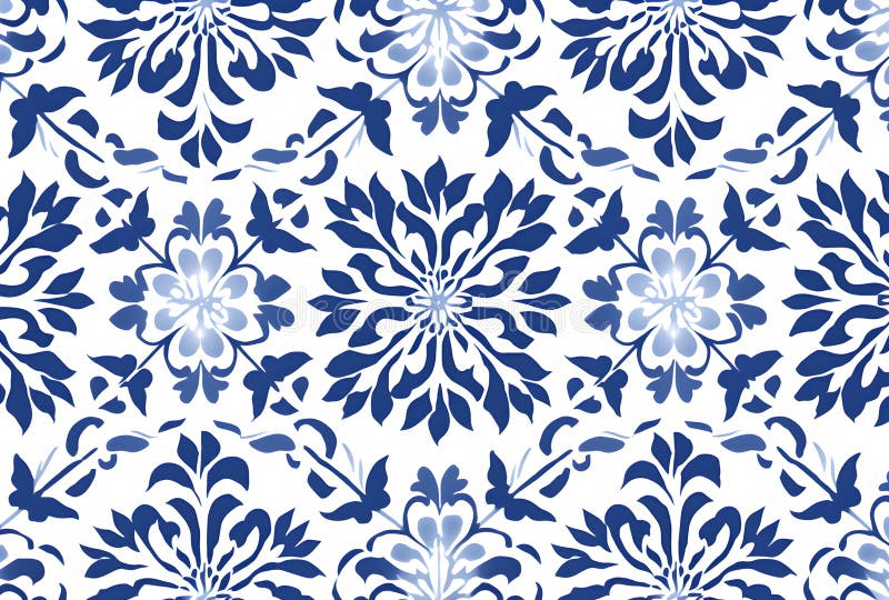 Traditional Chinese Blue and White Porcelain Floral Pattern Stock ...