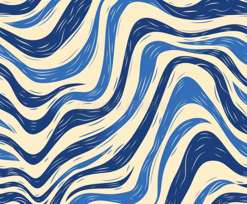 Blue and White Pattern with Wavy Lines Stock Illustration ...