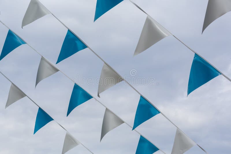 Pennant flags on the rope stock photo. Image of banner - 182968428