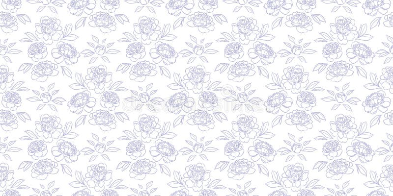 Blue and White Peonies, Seamless Repeat Pattern Vector Background Stock Vector - Illustration of ...