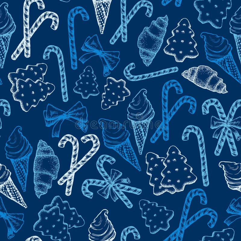 Blue and White Peppermint Candy Cane Stick with Bow, Pine Tree Cookies ...