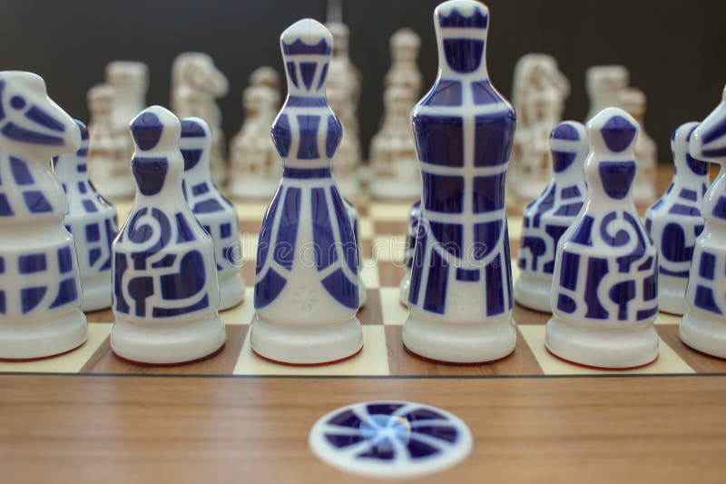 Blue and White Pieces of Chess Stock Image - Image of strategy, queen ...