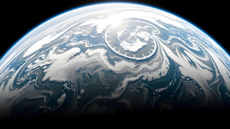 A Blue and White Planet with a Swirl Pattern on it Stock Illustration ...