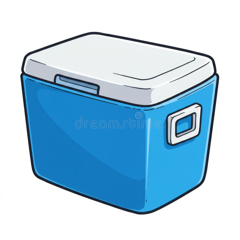 Blue and White Plastic Cooler Illustration Stock Illustration ...