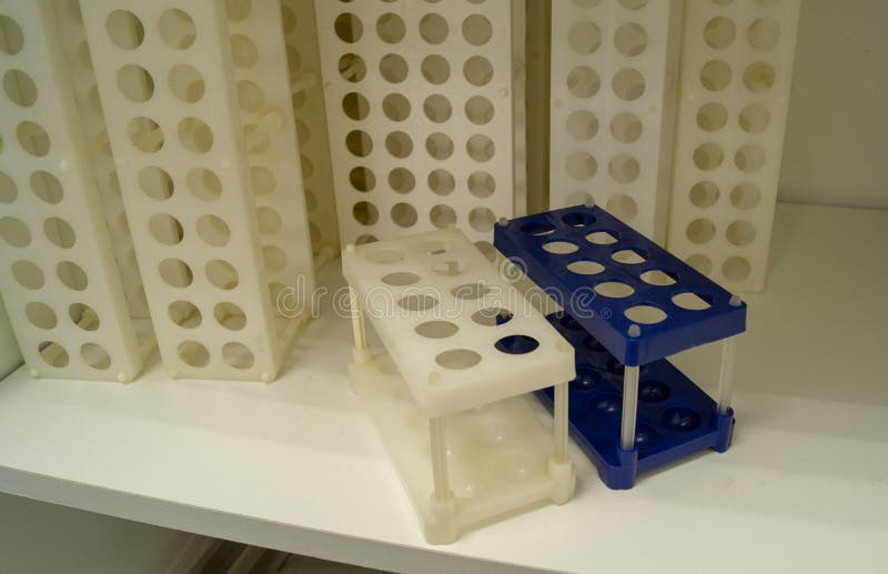 Blue and White Plastic Test Tube Stand Stock Photo - Image of medicine ...