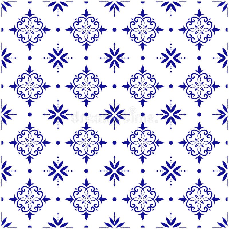 Blue and White Porcelain and Tile Seamless Pattern Stock Vector ...