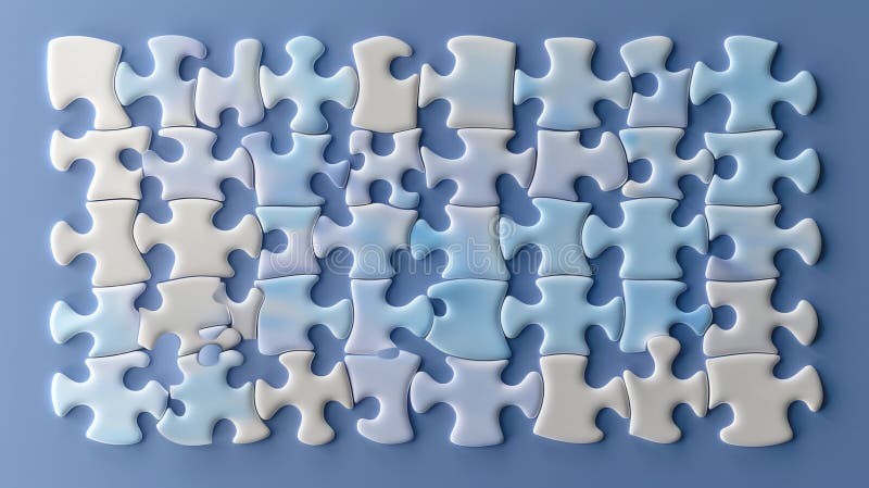 Blue and White Puzzle Pieces Assembly Concept Stock Illustration ...