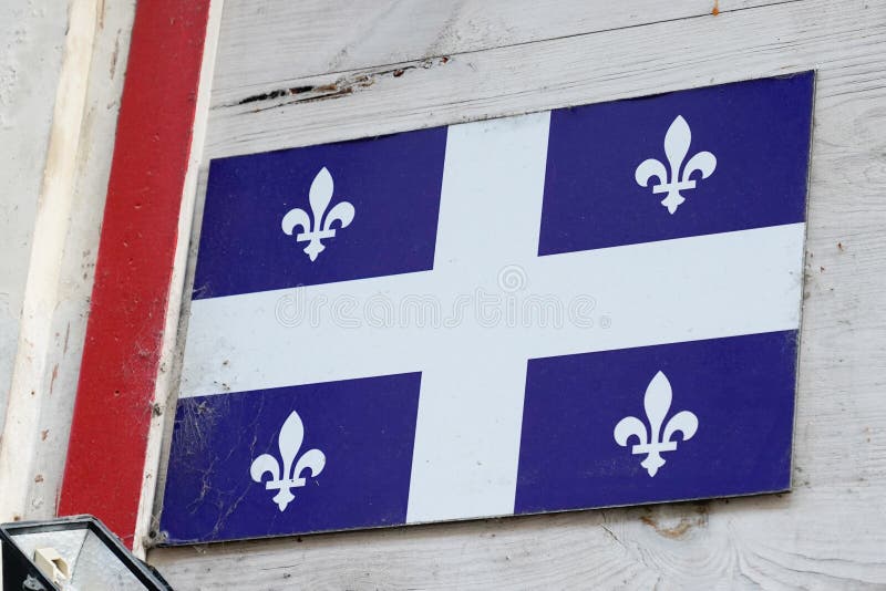 Blue and White Quebec Flag in Canada on Building Wall Stock Image ...