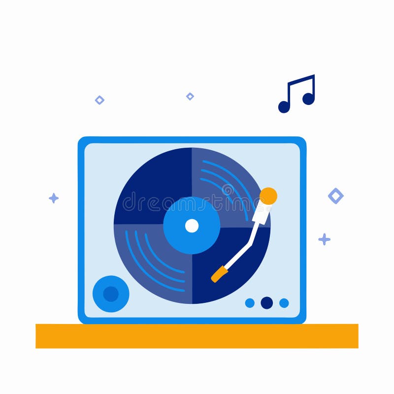 A Blue and White Record Player with a Record on it Stock Image ...
