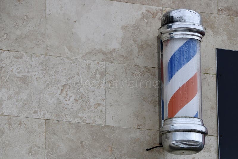 Blue White and Red Barber Pole Stock Image - Image of barber, shop ...