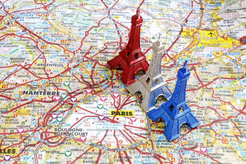 732 Eiffel Tower Tourist Map Paris Stock Photos - Free & Royalty-Free ...