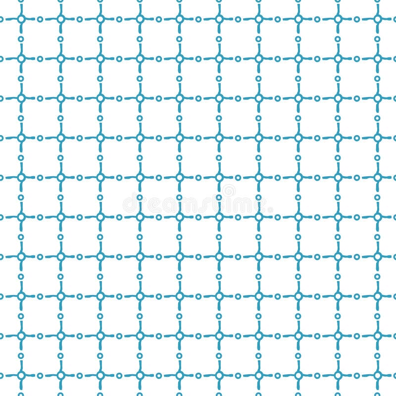 Blue and White Repeat Seamless Pattern. Drawing is Composed of Rough ...