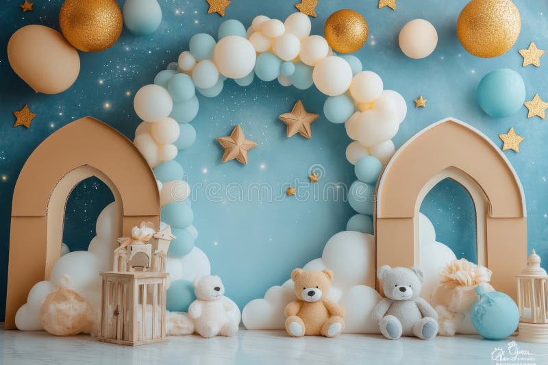 A Blue and White Room with a Blue Arch and a White Arch Stock Image ...