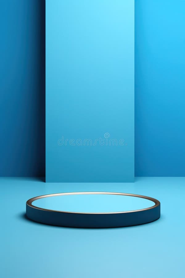 Blue and White Round Podium on Blue. Generative AI. Stock Illustration ...