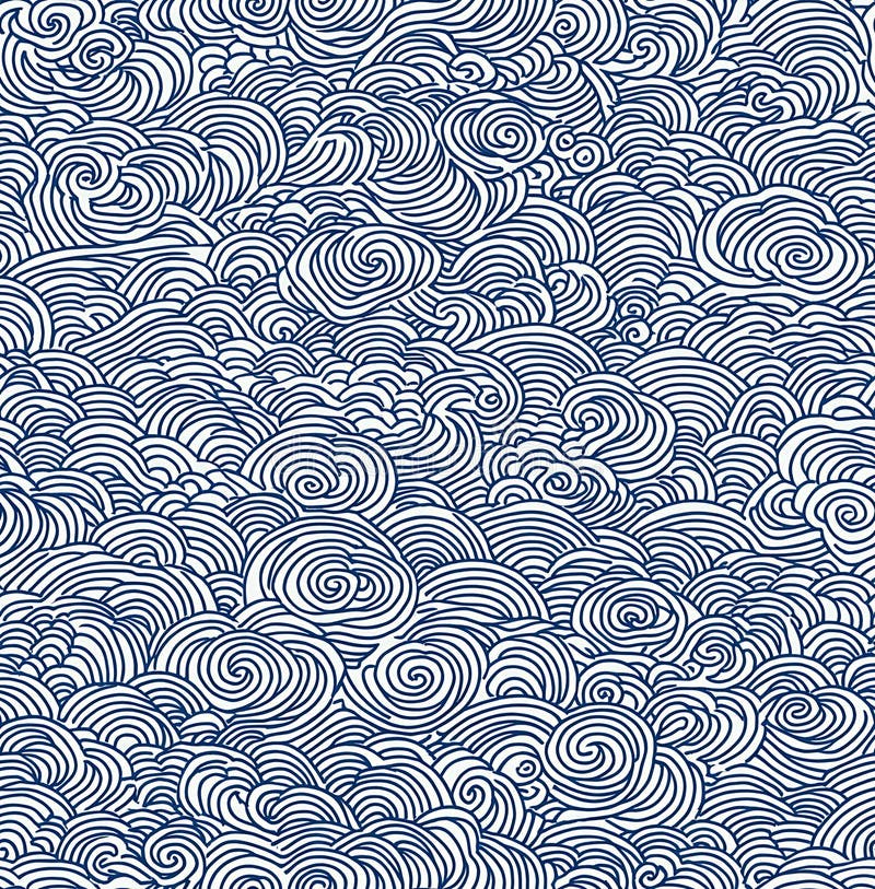 A Blue and White Seamless Pattern of Small Simple Squiggles Stock ...
