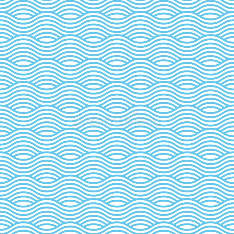 Blue and White Seamless Wave Pattern, Linear Design. Vector ...