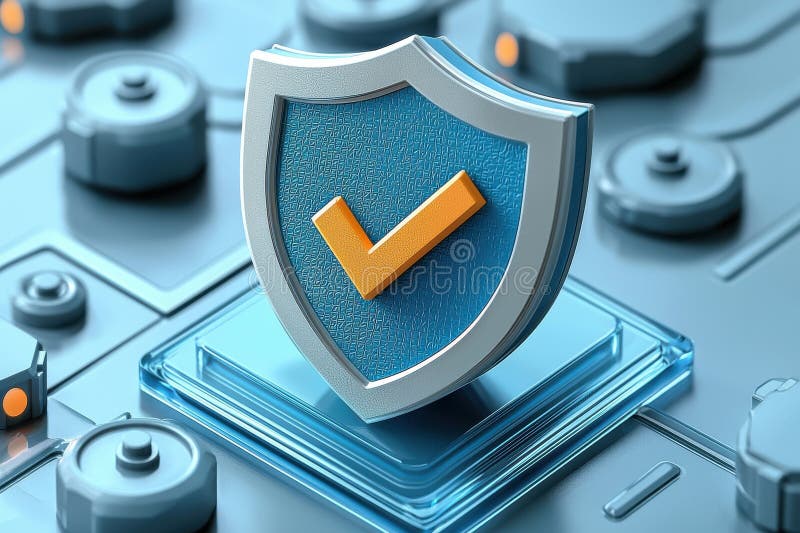 Blue White Shield Checkmark Symbol Digital Background Stock Photos ...