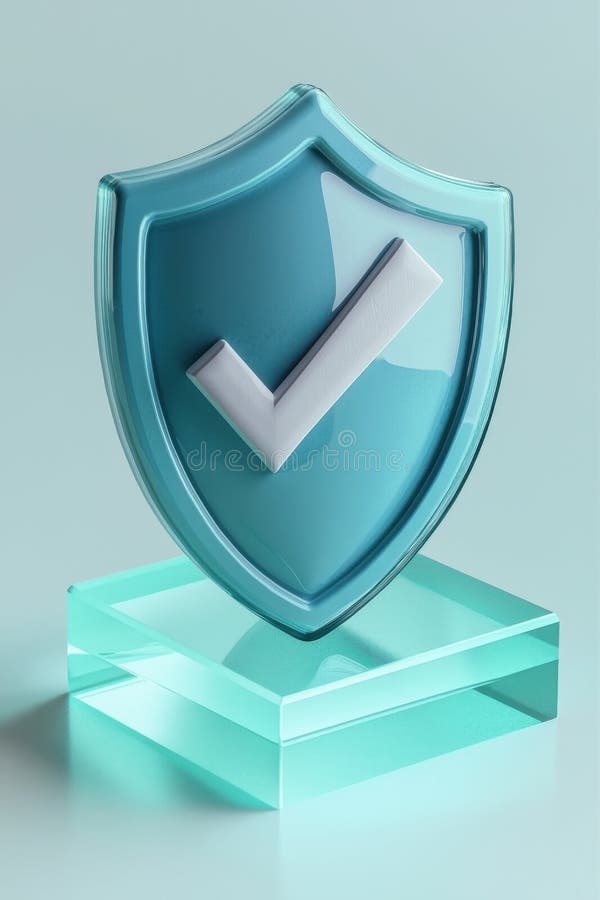 Blue and White Shield Icon with Check Mark for Security Concept Stock ...