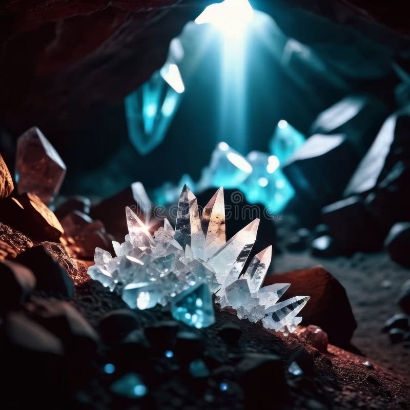 Shiny Crystals Inside a Cave Stock Illustration - Illustration of ...