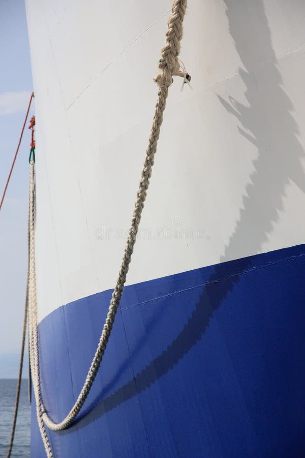 Blue-white ship stock photo. Image of rope, sailing, white - 42863394