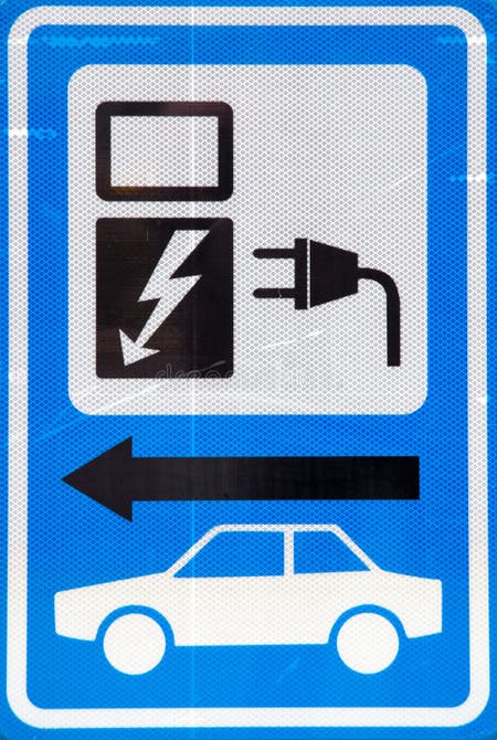 Sign for Loading Electric Car Stock Image - Image of blue ...