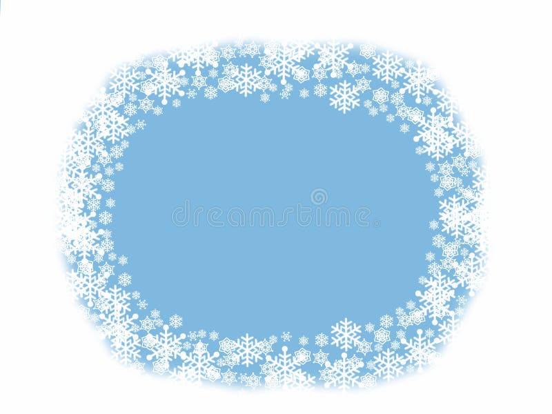 Blue and White Snowflake Circle Border Background with Blank Space ...