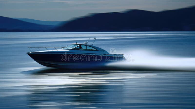A Blue and White Speedboat on a Blue Ocean. Generative AI Stock ...