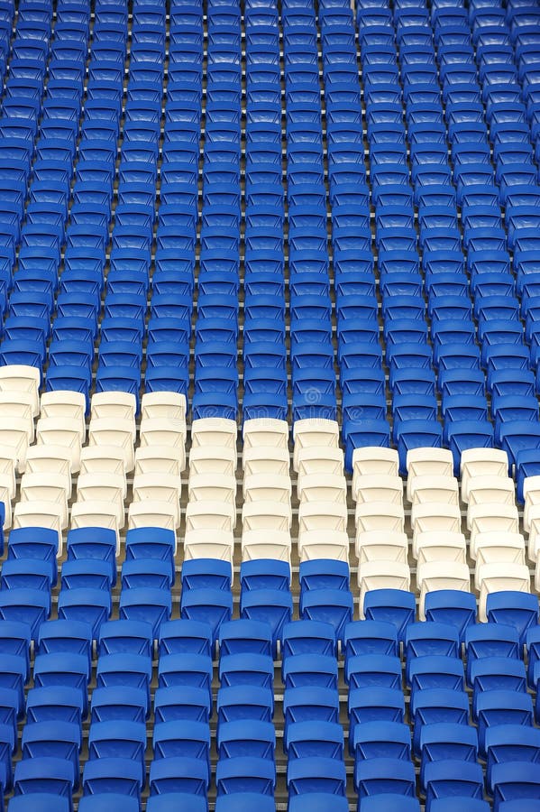 Blue and White Stadium Seats Stock Image - Image of grandstand ...