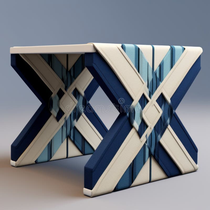 Small Blue Rectangular Table with Crossed Colors Design Stock ...