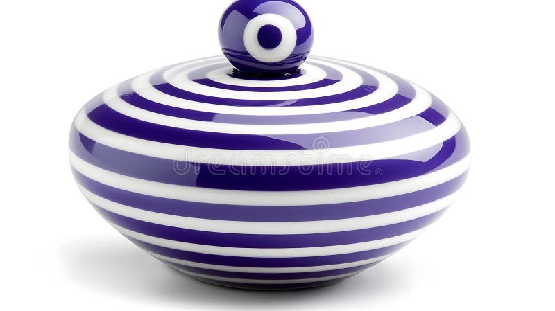 Blue White Striped Ceramic Container Spherical Lid Isolated Stock ...