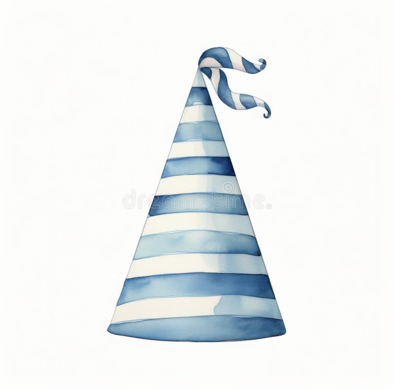 Blue and White Striped Party Hat with Ribbon Stock Photo - Image of ...