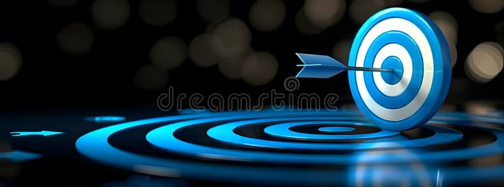 Blue and White Target with Arrow Pointing To it Concept of Aiming for a ...