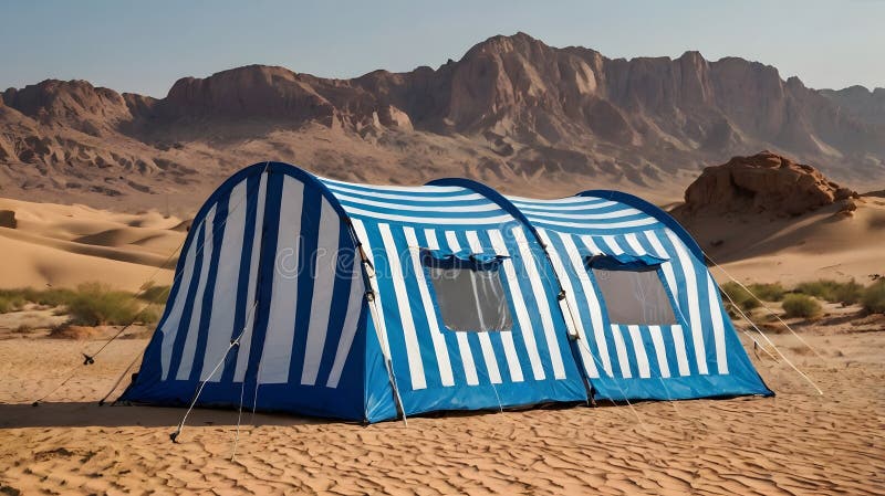 Blue and White Tent in Desert Cinematic High-Resolution Stock ...