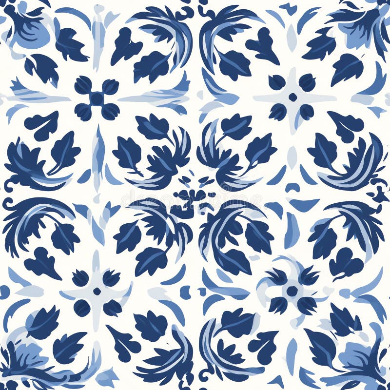 Blue and White Tile Pattern for Decoration Stock Illustration ...