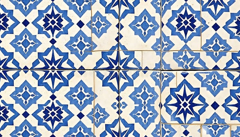 Blue and White Tile Pattern, Spanish Style, Decorative Design, Stock ...