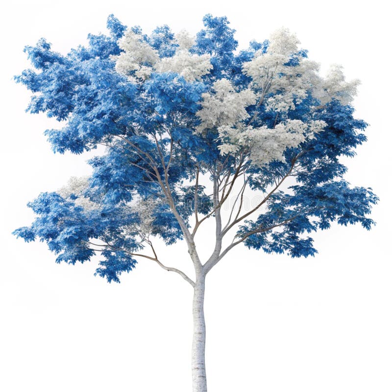 A blue and white tree stock illustration. Illustration of branches ...