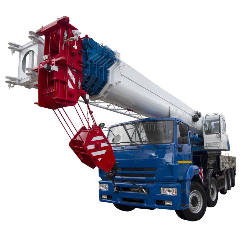 Blue and white truck crane stock image. Image of white - 33957723