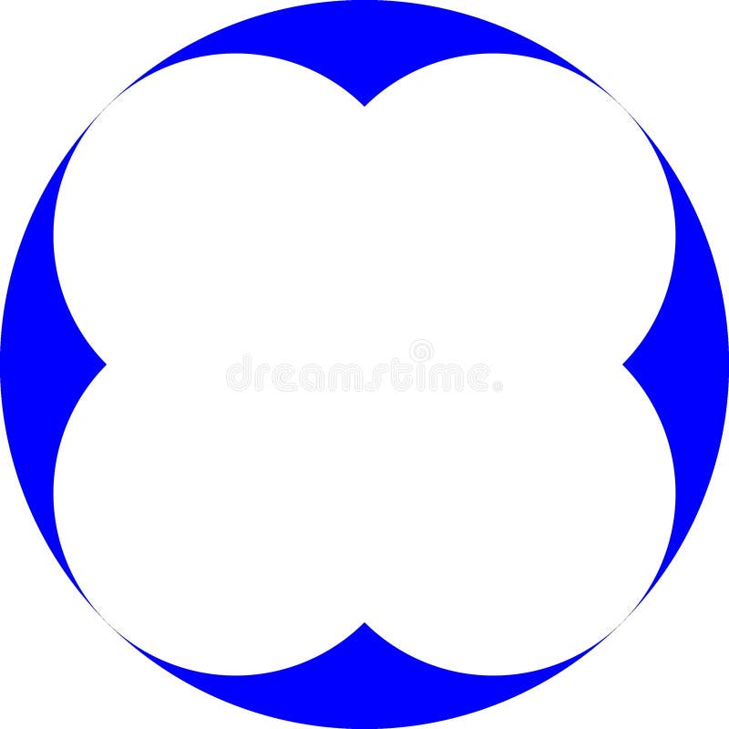 Blue and White Vector Graphic of a Circle Four Large Overlapping ...