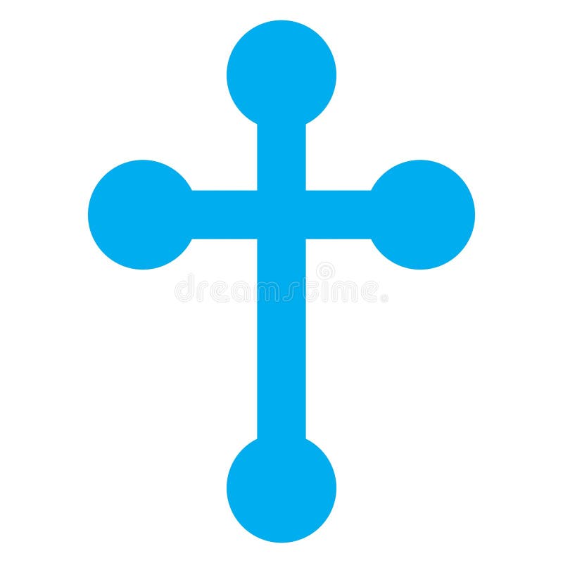 Blue and White Vector Graphic of a Map Symbol for an Abbey or Cathedral ...