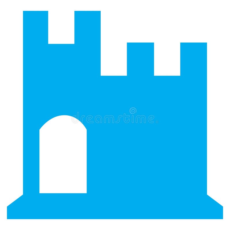 Blue and White Vector Graphic of a Map Symbol for a Castle. it Consists ...