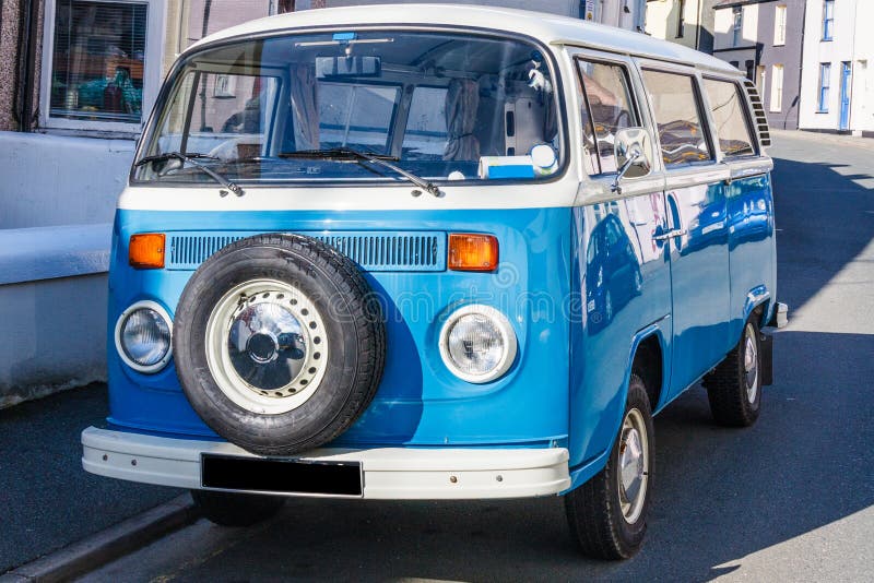 Blue and White Volkswagen Camper Van Stock Photo - Image of automobile ...