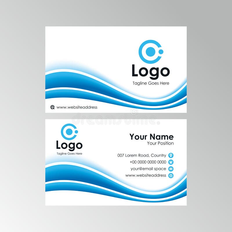 Blue White Wavy Business Card Template Vector Stock Vector ...