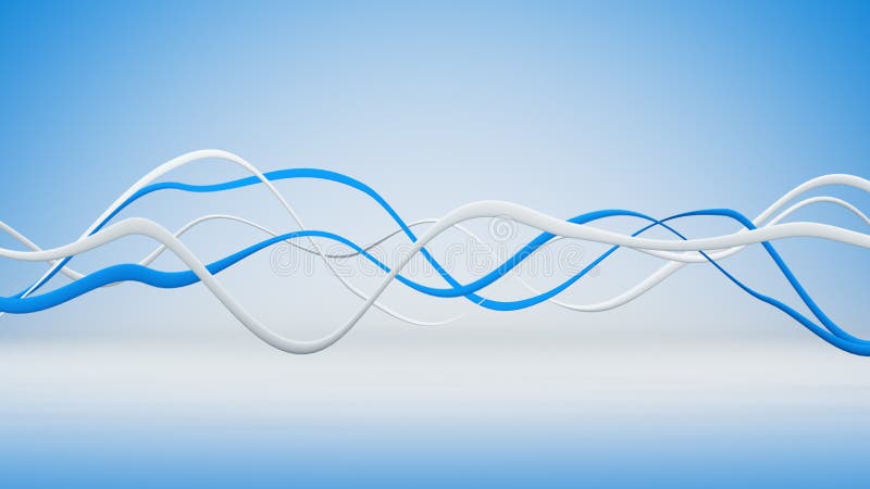 Blue and White Wavy Lines 3D Render Stock Illustration - Illustration ...